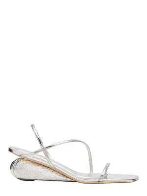 Simkhai Bridget Metallic Wedge Strappy Sandals - Silver
