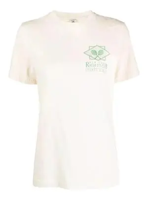 SPORTY & RICH Graphic-print Cotton T-shirt - Neutrals