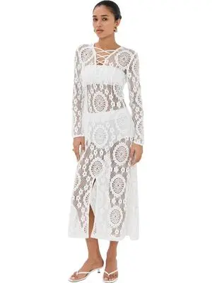 Simkhai Hawthorne Lace Midi Dress - White