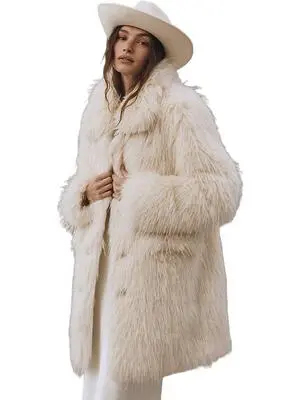Apparis Pamela Faux Fur Coat - Ivory