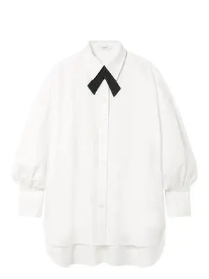 JOSEPH Grosgrain-trimmed Pintucked Cotton Oxford Shirt - White