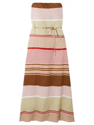Faithfull The Brand Yolina Strapless Striped Linen Maxi Dress - Multi