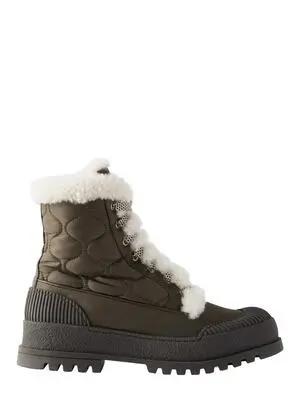AQUAZZURA Glacier Shearling-lined Ankle Boots - Green