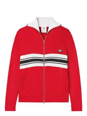 Adidas Originals By Alexander Wang Wales Bonner Striped Ribbed-knit Track Jacket - Red