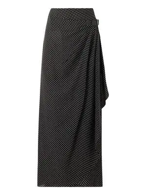 TOM FORD Buckle-detailed Draped Polka-dot Midi Skirt - Black