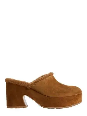 GIANVITO ROSSI Lyss Suede Platform Clogs - Light Brown