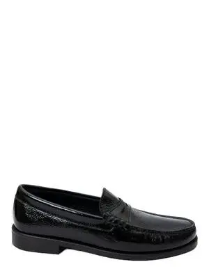 MENINA STEP Mila Leather Penny Loafer Black Crinkled
