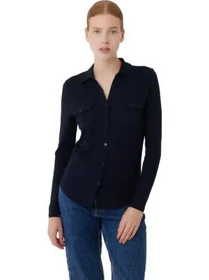 Majestic Filatures Soft Touch Long Sleeve Pocket Shirt - Marine