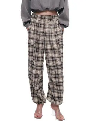 NOCTURNE Checked Cargo Trousers - Multi-colored