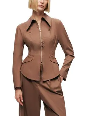 NOCTURNE Zip-Front Tailored Jacket Brown