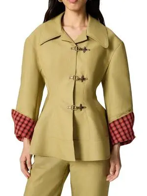 NOCTURNE Fitted Jacket With Buckle Front - Olive Green