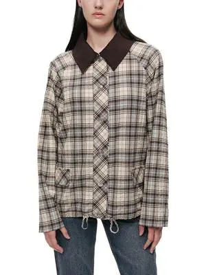 NOCTURNE Checked Jacket With Contrast Collar