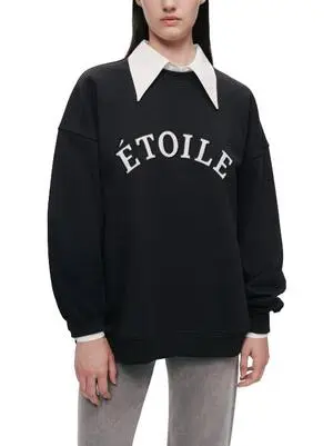 NOCTURNE Woven Text Logo Sweatshirt - Black