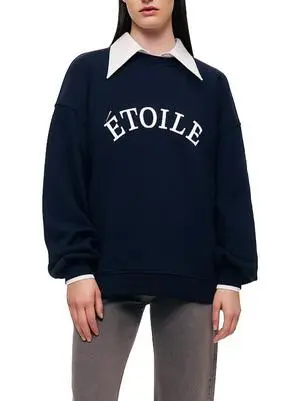 NOCTURNE Woven Text Logo Sweatshirt - Navy Blue