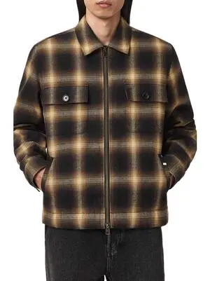 ALLSAINTS Mathers Plaid Zip Jacket - Trail Brown