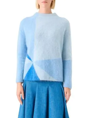 Akris Cashmere Intarsia Sweater - Powder Blue