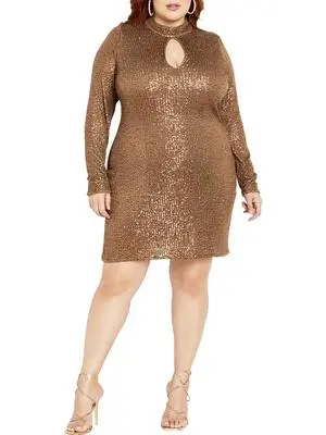 City Chic Lumina Sequin Body-con Dress - Shimmer