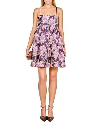 Endless Rose Floral Jacquard Sleeveless Minidress - Mauve
