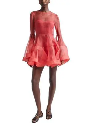Zimmermann Rebellion Lantern Silk Organza Minidress - Red