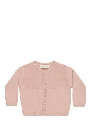 QUINCY MAE Heathered Organic Cotton Knit Cardigan - Rose