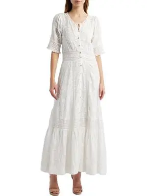 LoveShackFancy Minka Lace Maxi Dress - True White