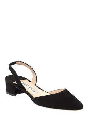 Manolo Blahnik Aspro Suede Slingback Pumps Black