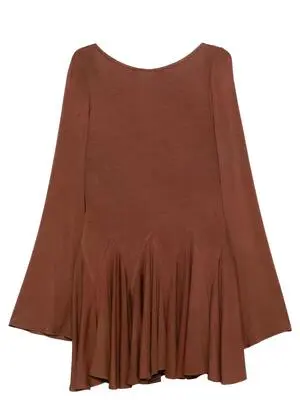 AXEL 113 Bell Flared-sleeve Mini Dress - Brown