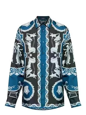 Versace Hall Of Heroes Printed Silk Shirt - Blue
