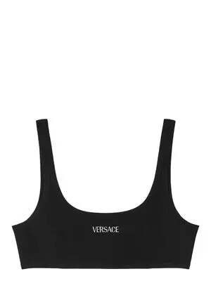 Versace Embroidered-logo Top - Black