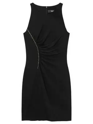 Versace Studded Ruched Mini Dress - Black