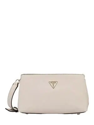 Guess Satchel With Logo Plaque - Neutrals
