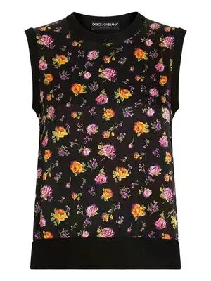 Dolce & Gabbana Floral Print Tank Top - Black