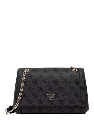 Guess Monogram-pattern Satchel - Black