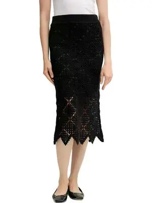 Dkny Openwork Midi Skirt - Black
