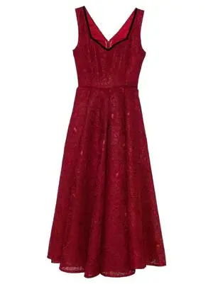 MIAU BY CLARA ROTESCU Lace Trim Maxi Dress - Red