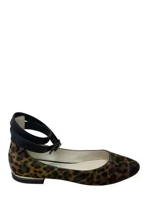 TOD'S Pony-effect Ballet Flats With Ankle Strap - Brown