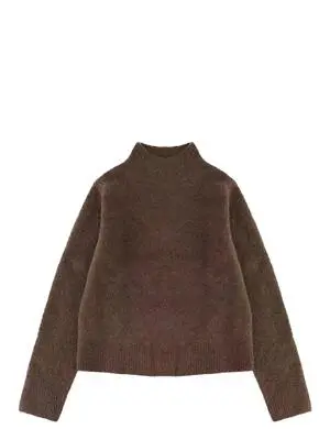 BOSS Funnel Neck Knit Sweater - Brown