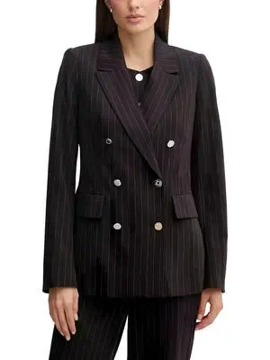 Dkny Pinstripe Double-breasted Blazer - Black