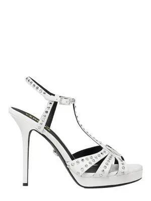 Versace 120mm Studded Platform Sandals - White