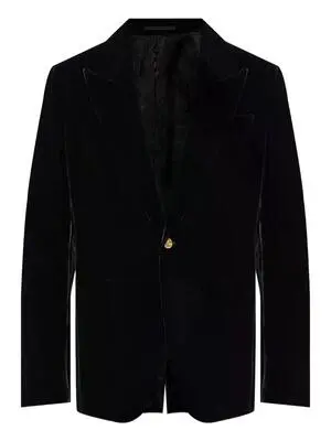 Versace Medusa Button Velvet Blazer - Black