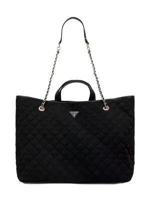 Guess Quilted Tote Bag With Chain Detail - Black