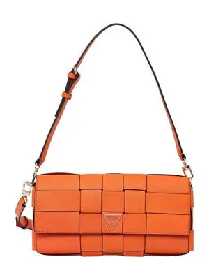 Guess Woven Logo-plaque Satchel Bag - Orange
