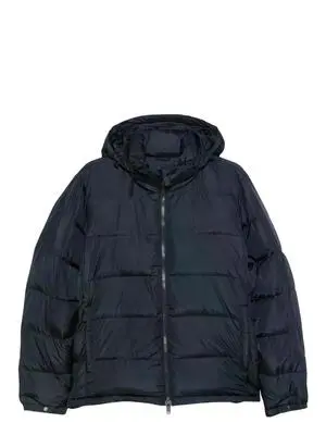 Aspesi Padded Zip Jacket With Hood - Blue
