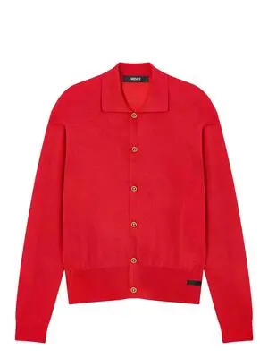 Versace Silk Polo Cardigan - Red