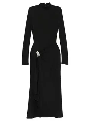 David Koma Embellished Draped Midi Dress - Black