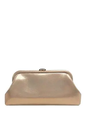 JIMMY CHOO Skyler Shimmer Suede Clutch - Gold