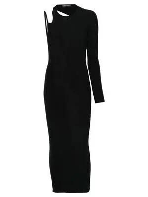 David Koma Cut-out Ribbed Knit Midi Dress - Black