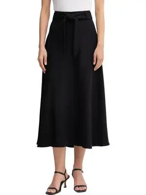 Dkny Tie-waist A-line Midi Skirt - Black