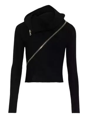Jean Paul Gaultier Ribbed High-neck Zipped Sweater - Black
