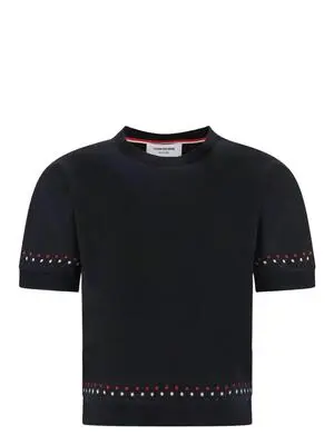 Thom Browne Snowflake-embroidered Crew-neck T-shirt - Black